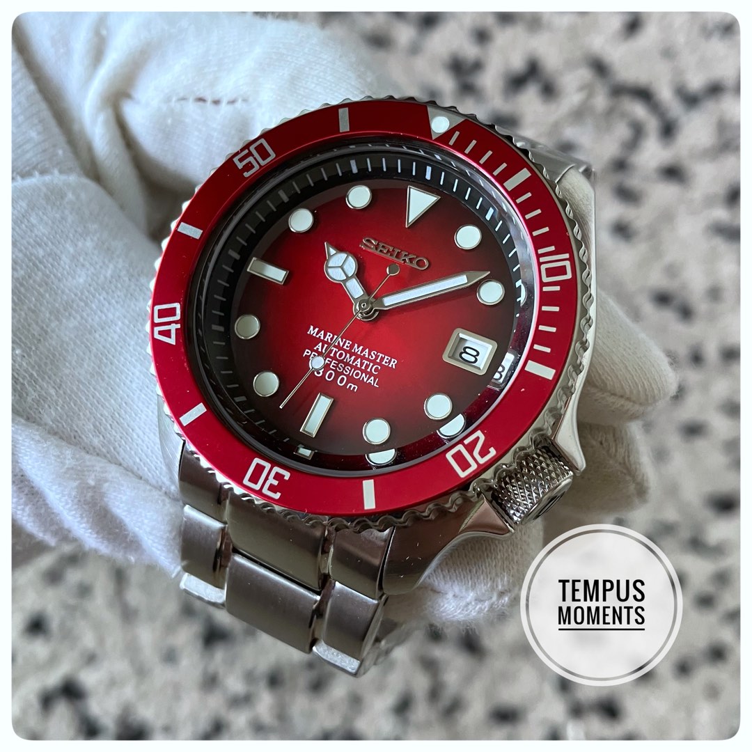 Master Marine Red Commander SKX automatic watch - Seiko mod Sub, Men's ...