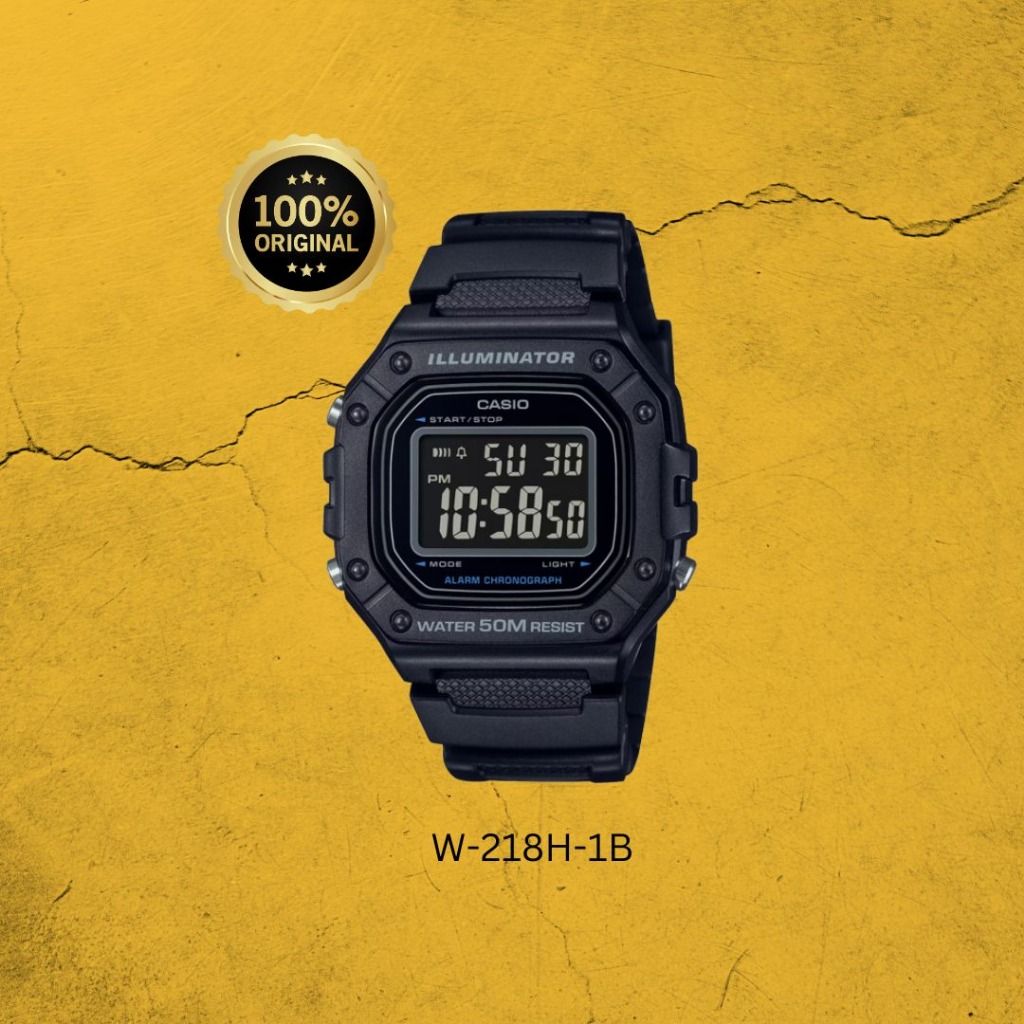 Original Casio W218 Rubber Water Resist Sports Fashion Male Female Unisex Illuminator Watch, Men ...