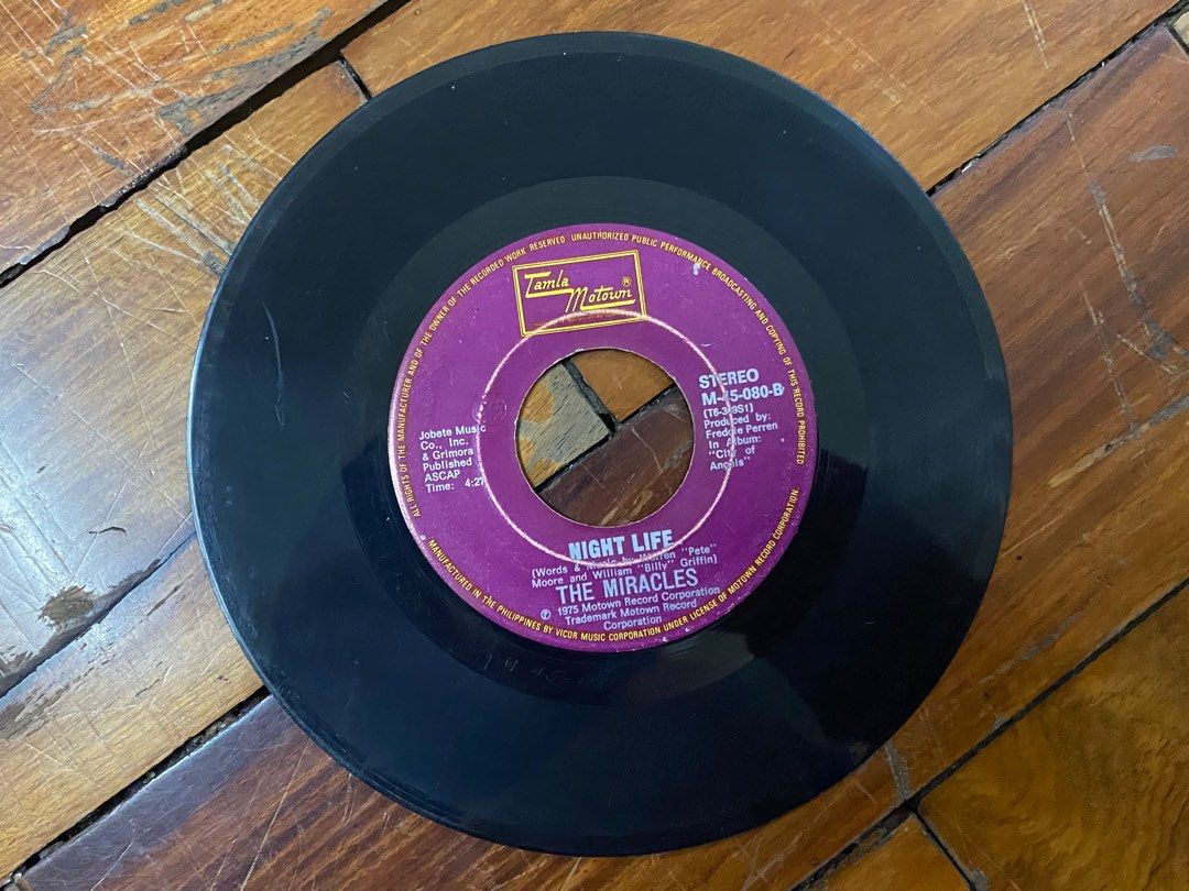 Philippine Vinyl Plaka Record 45 RPM - THE MIRACLES - NIGHT LIFE / CITY ...
