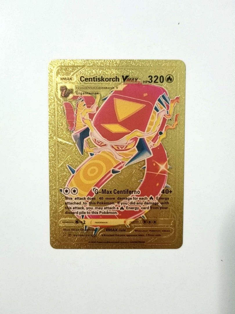 Pokemon Card Custom-Made Gold Card Centiskorch, Hobbies & Toys, Toys ...