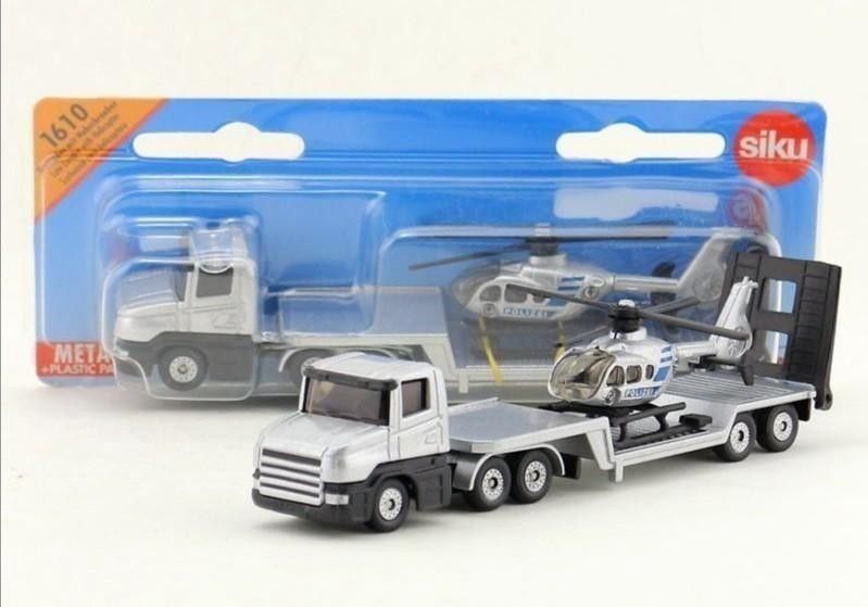 Siku 1610 Low Loader with Police Helicopter - Metallic Silver - Loose ...