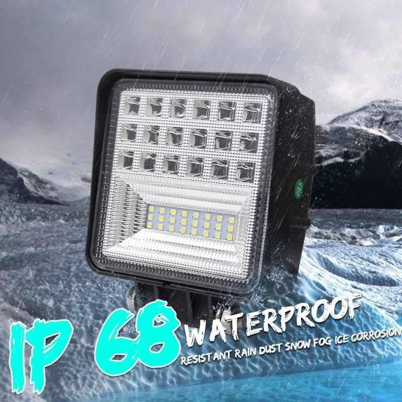 鋁合金126W汽車改裝42LED紅色光圈工作燈 越野車聚光燈 IP68防水散熱汽車霧燈 大貨車改裝燈, 汽機車零配件在旋轉拍賣