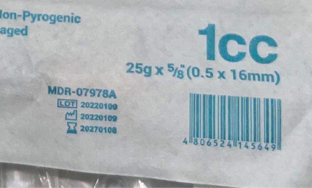 1cc / 1ml disposable syringe injection sureguard and terumo / retdem ...