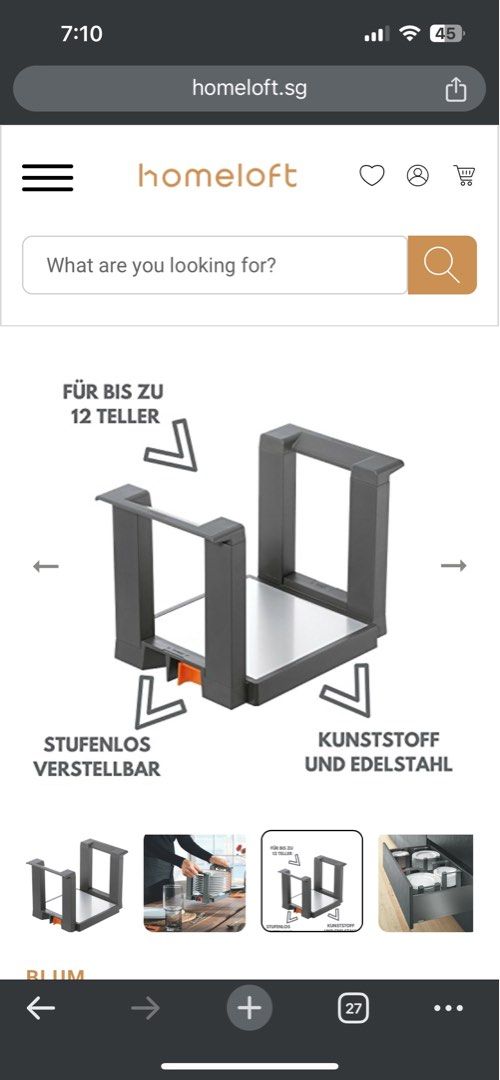 BNIB Blum Orga-Line Plate Holder Adjustable 186 to 321 mm ZC7T0350 ...