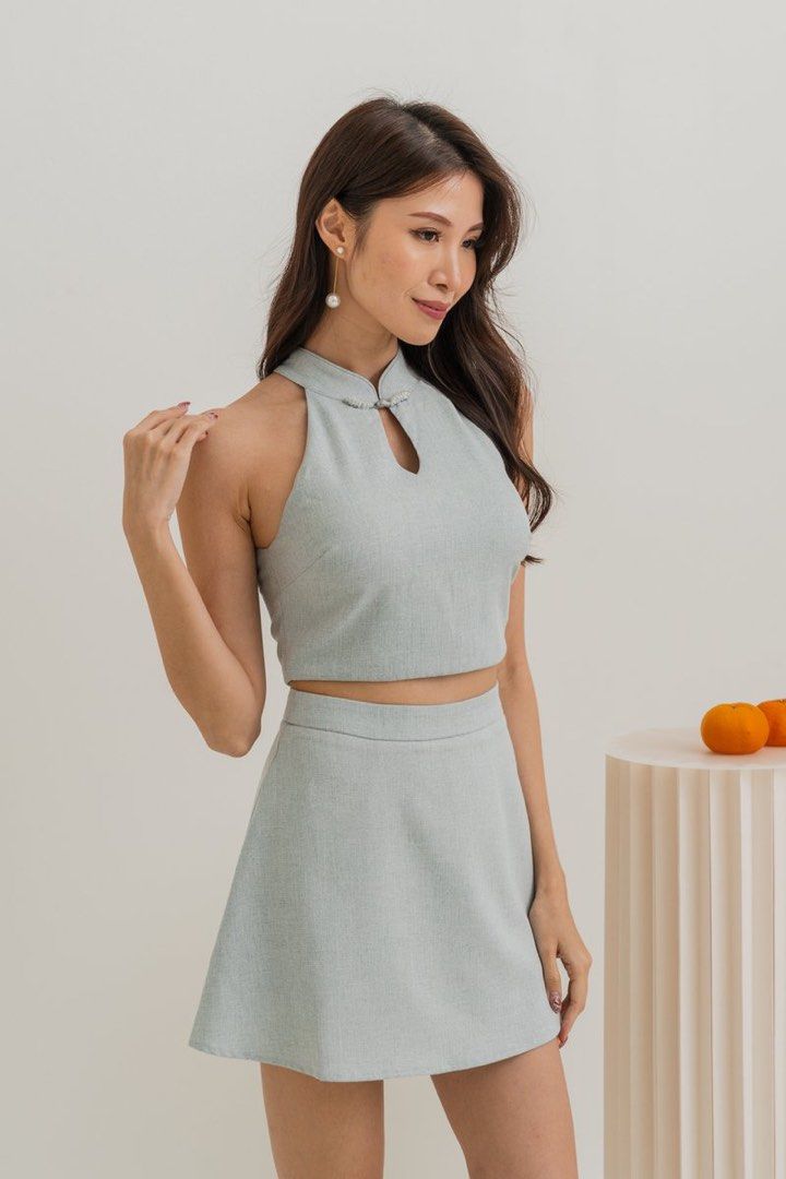 Carrislabelle Jia Qipao Top and Ting Mini Skorts Set in Ocean Blue ...