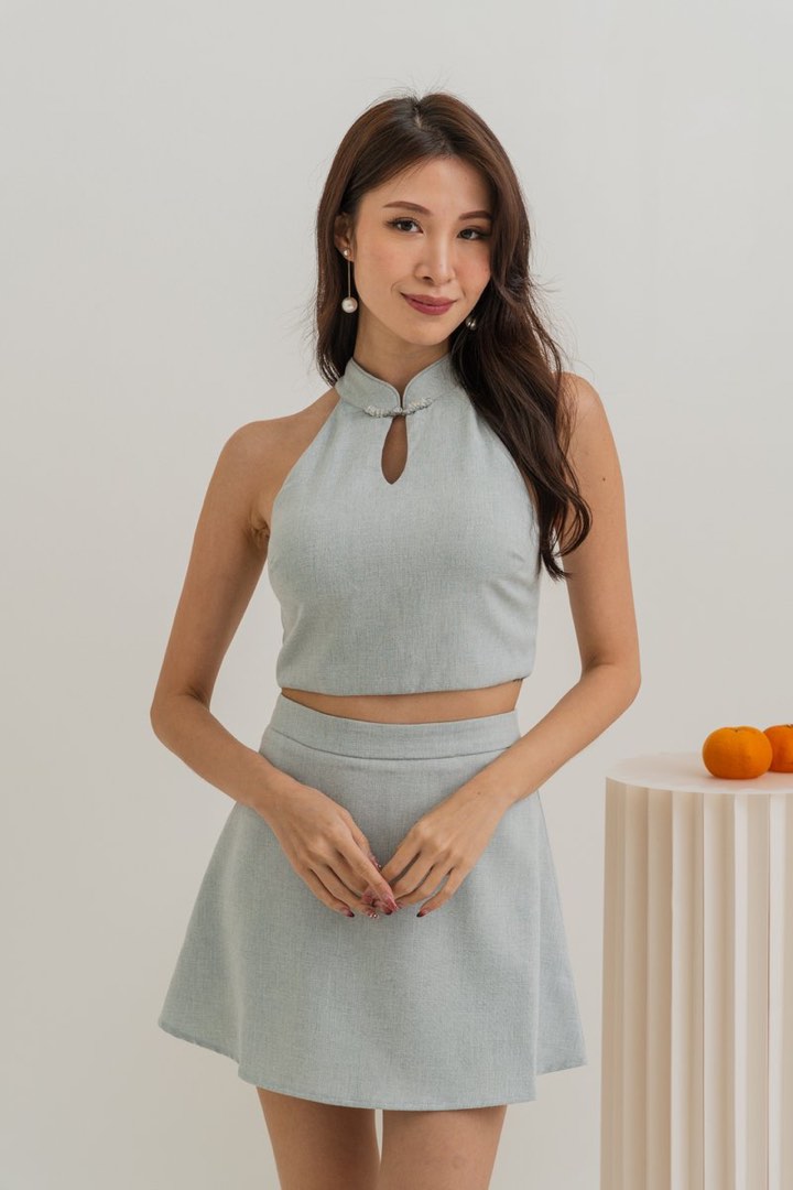 Carrislabelle Jia Qipao Top and Ting Mini Skorts Set in Ocean Blue ...