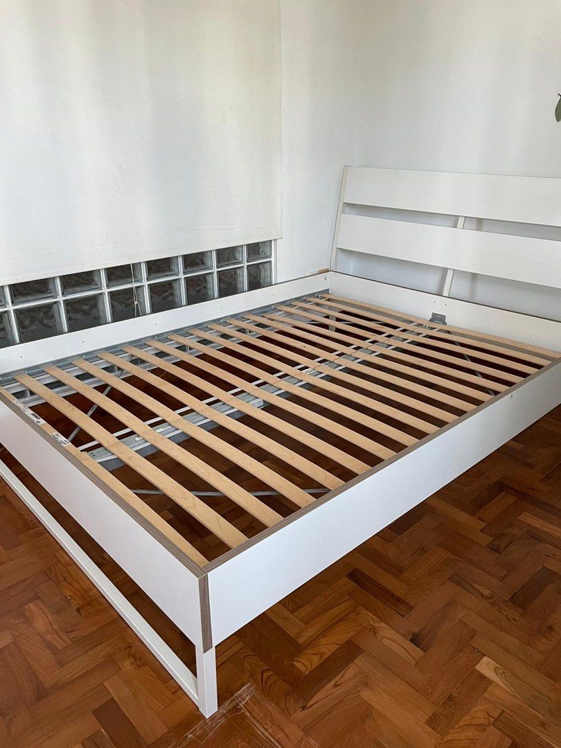 IKEA White Bed Frame - TRYSIL, Furniture & Home Living, Furniture, Bed ...