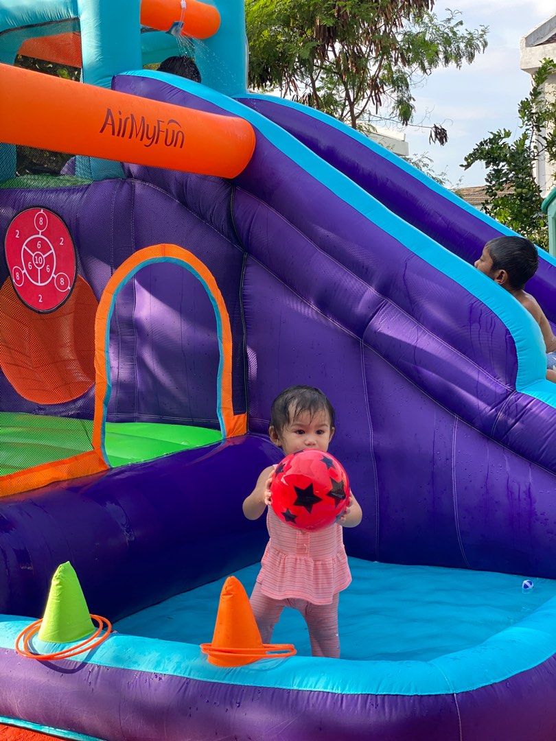 Kolam mandi double slide & bouncy inflatable, Hobbies & Toys, Toys ...