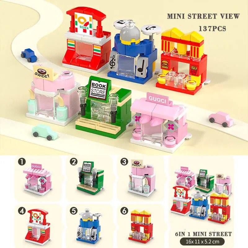 Lele Brother building blocks 6 in 1 mini city street, Hobbies & Toys ...