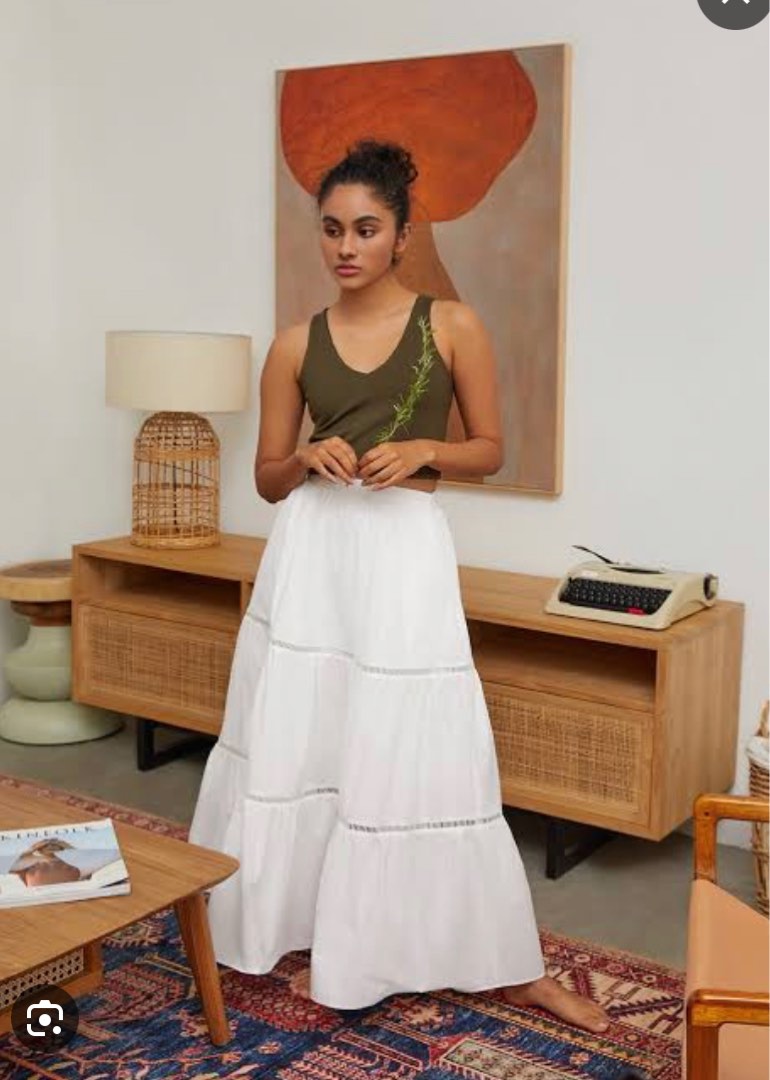 Love bonito white harlie tiered flare skirt maxi highwaist hw beach ...