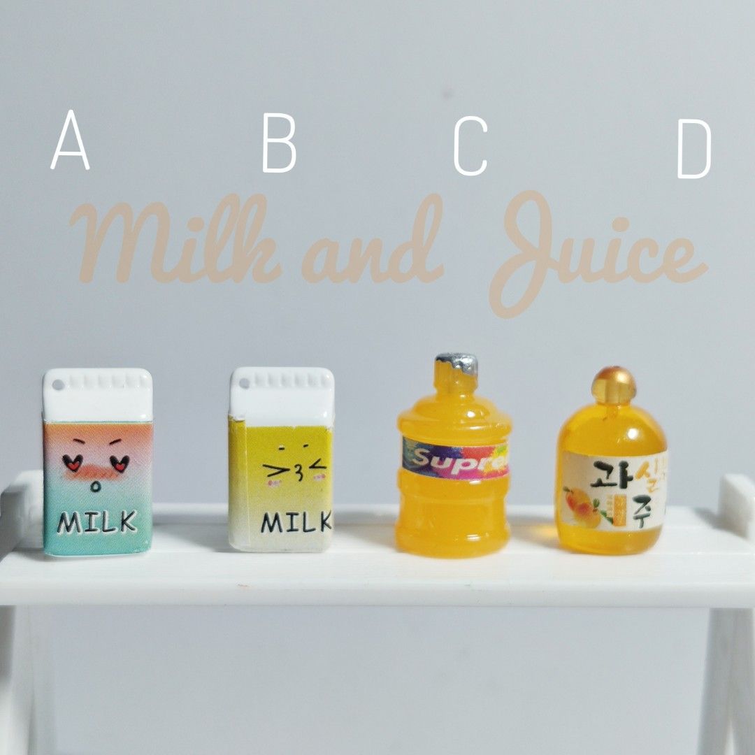 Milk and Juice Miniature for Dolls, Hobbies & Toys, Toys & Games on ...