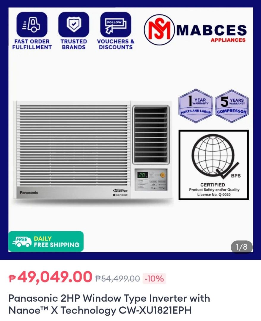 Panasonic Inverter Aircon 2 HP Nanoe X Technology, TV & Home Appliances ...