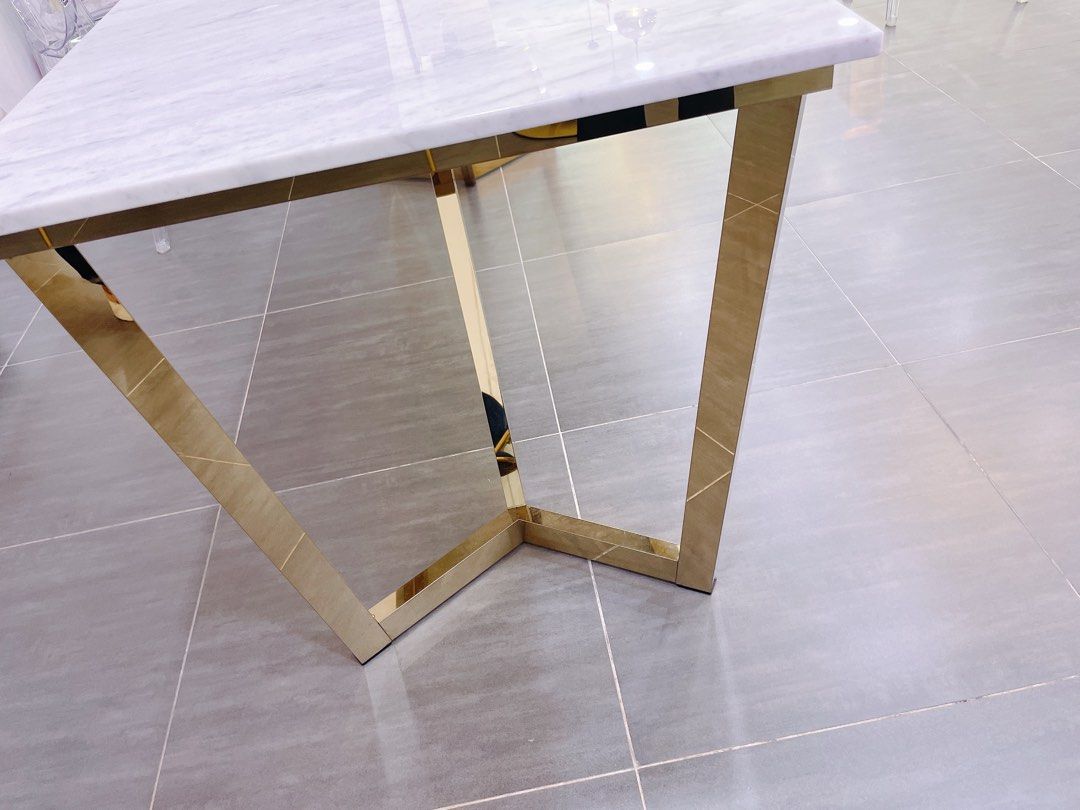 Real Marble dining table with 6 Chair, Furniture & Home Living ...