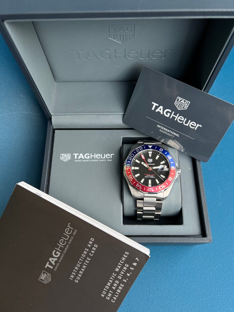 Tag Heuer Aquaracer PEPSI GMT, Men's Fashion, Watches & Accessories ...