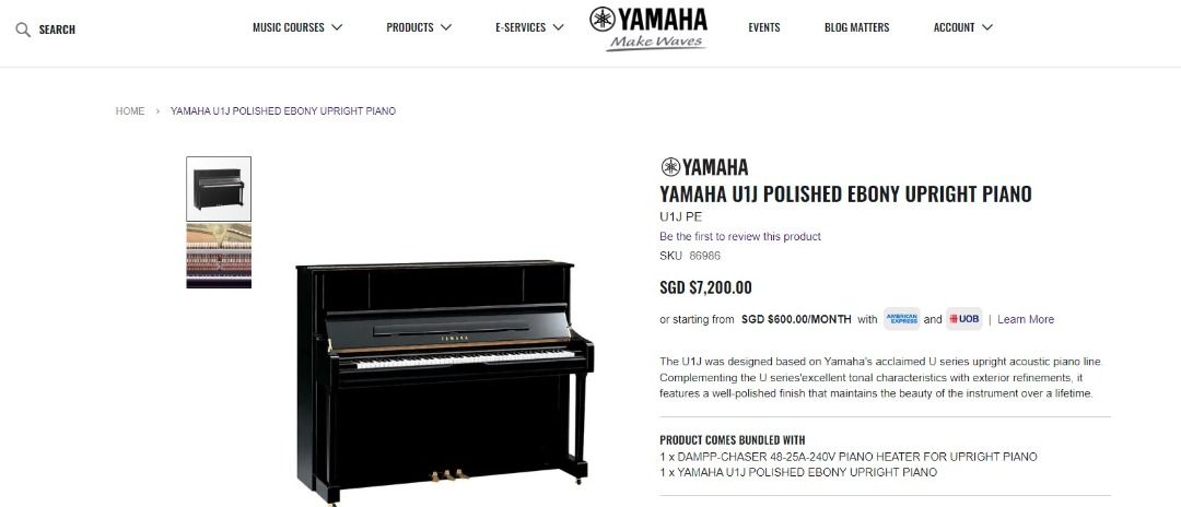 YAMAHA U1JPE UPRIGHT PIANO , Musik & Media, Alat di Carousell