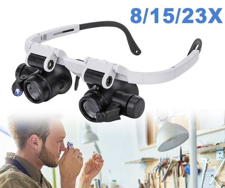 2 LEDs Head-Mounted Illuminating Microscope Magnifier for Repair / Magnifying / Inspection ...