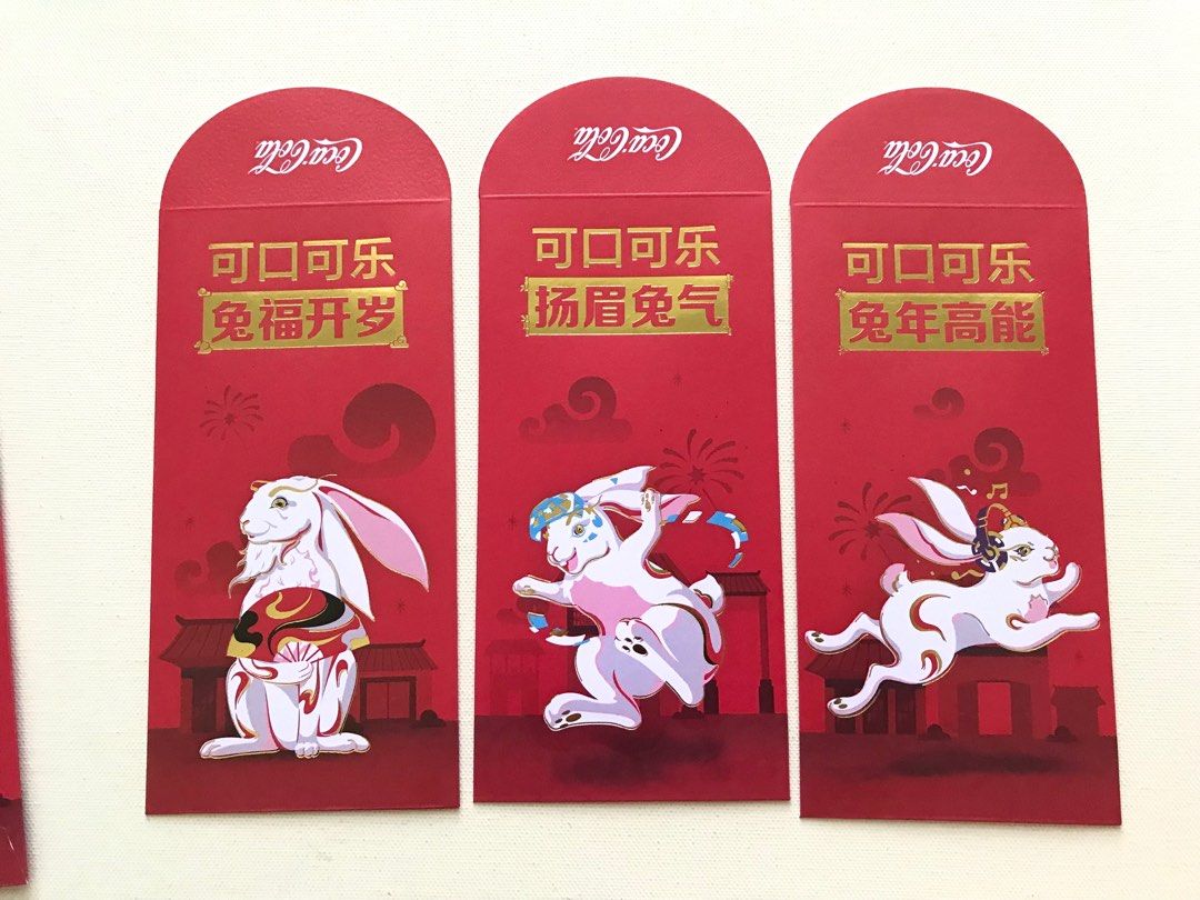6pcs Coca-Cola 2023 rabbit red packet / ang pow pao, Hobbies & Toys ...
