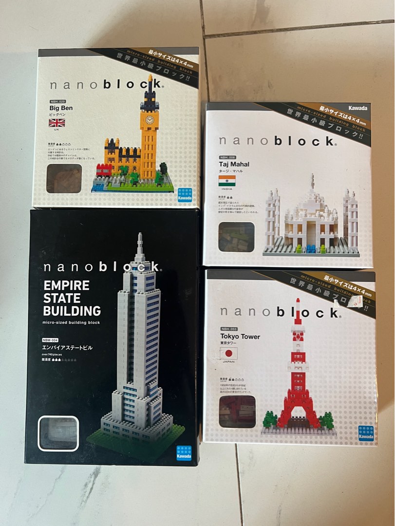 全新 Nanoblock 4盒 (Big Ben, Taj Mahal,Tokyo Tower, Empire State Building), 興趣及遊戲, 玩具 & 遊戲類 - Carousell