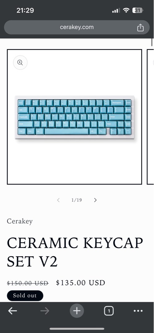 CERAKEY CERAMIC KEYCAP SET V2 Canal Blue With Legends, Computers & Tech ...