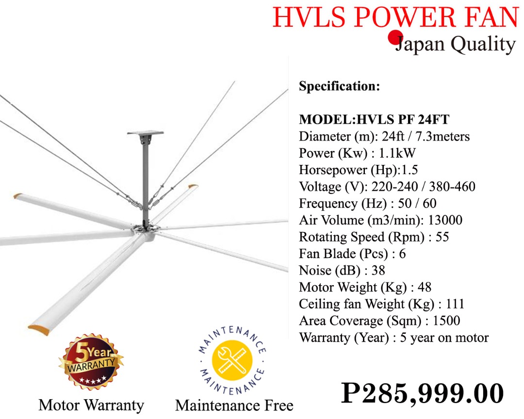 HVLS INDUSTRIAL CEILING FANS - FREE INSTALLATION - HIGH QUALITY - HEAVY ...
