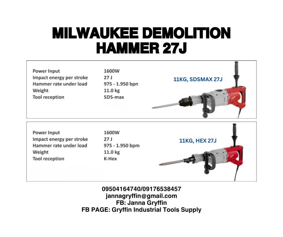MILWAUKEE DEMOLITION HAMMER 27J, Commercial & Industrial, Industrial ...