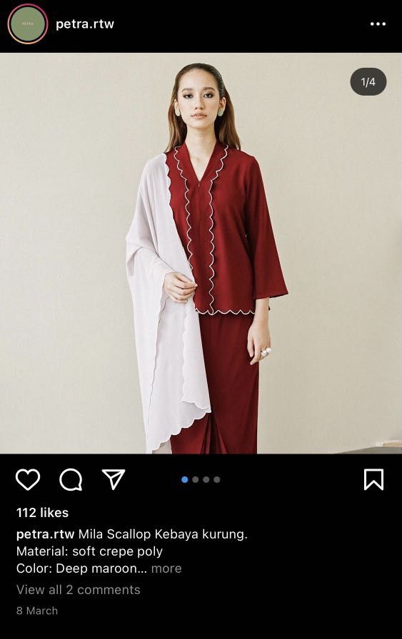 Petra.rtw Milla Scallop Kebaya in Olive Green, Women's Fashion, Dresses & Sets, Traditional ...