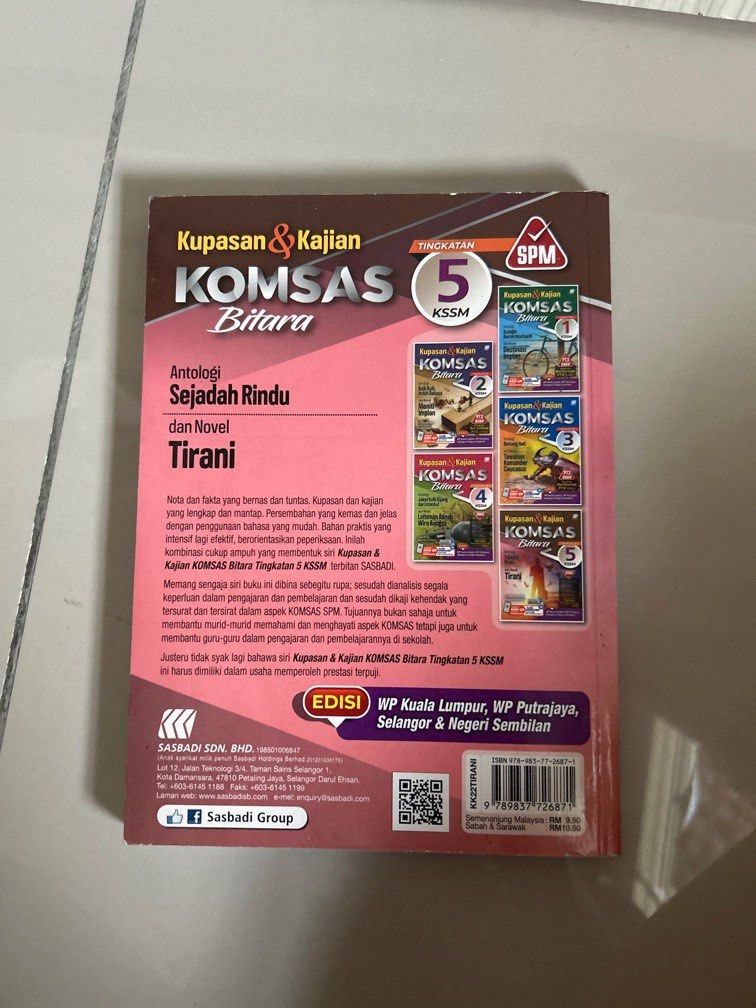 BUKU KOMSAS BITARA TINGKATAN 5 TIRANI /Sejadah Rindu SPM, Hobbies & Toys, Books & Magazines ...