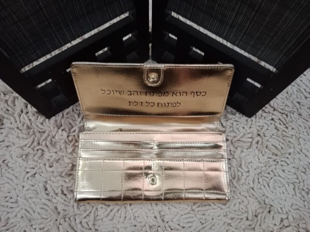 Gold Bi-fold Long Wallet Crown Accent and Embossed Design, Women's ...