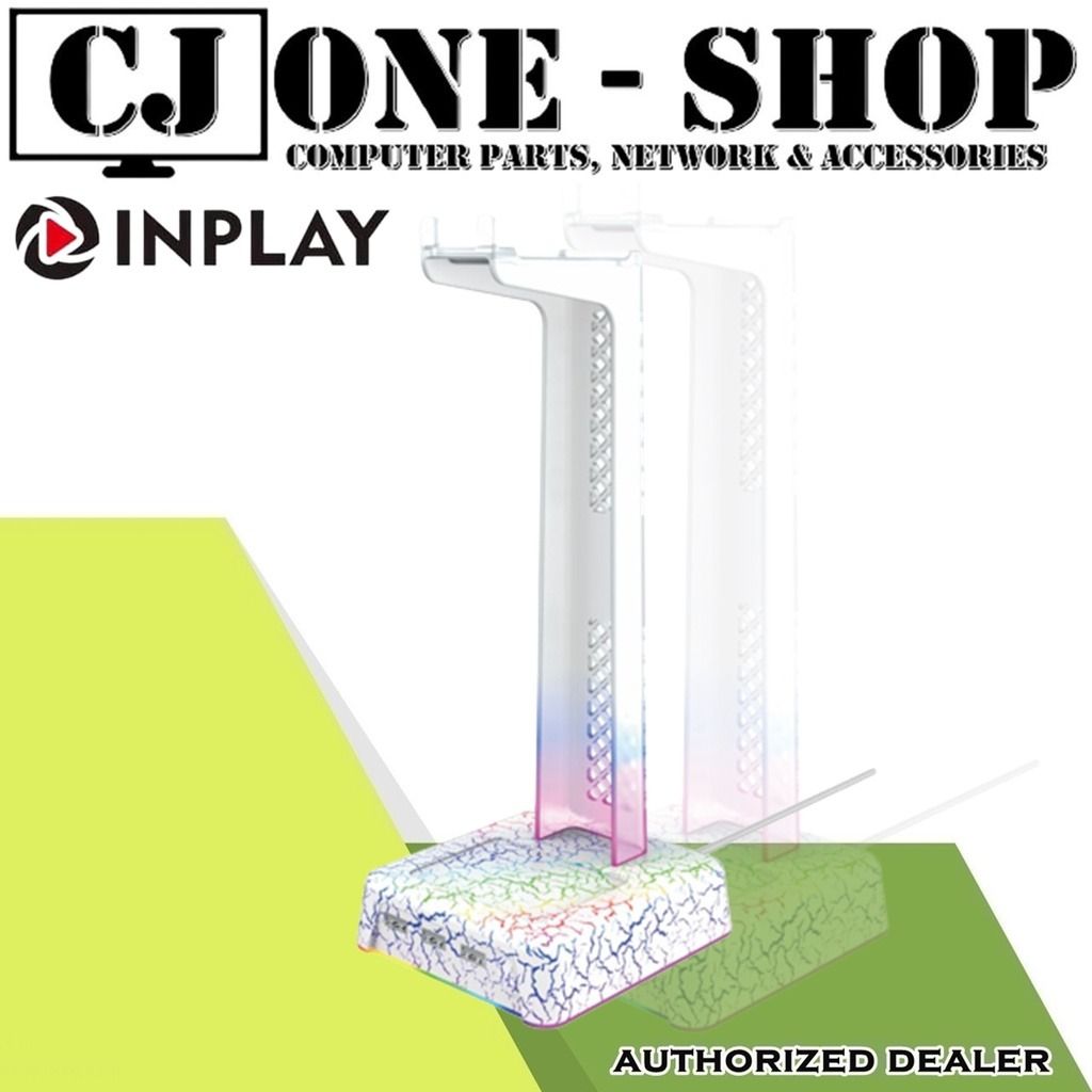 INPLAY Headset Stand with RGB Lighting Effect USB Jack Headphone Holder ...