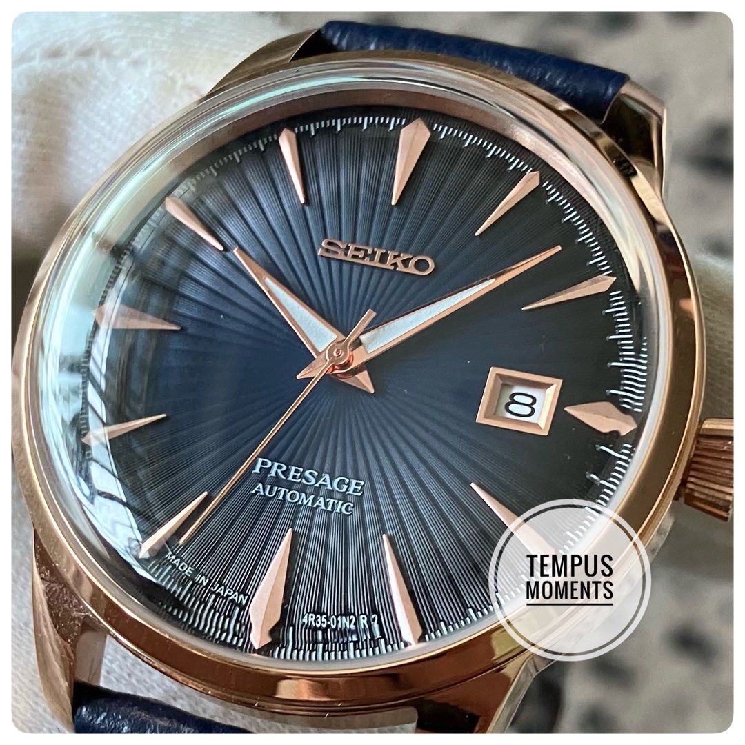 Presage Rose Gold Royal Blue automatic watch - Seiko mod, Luxury ...