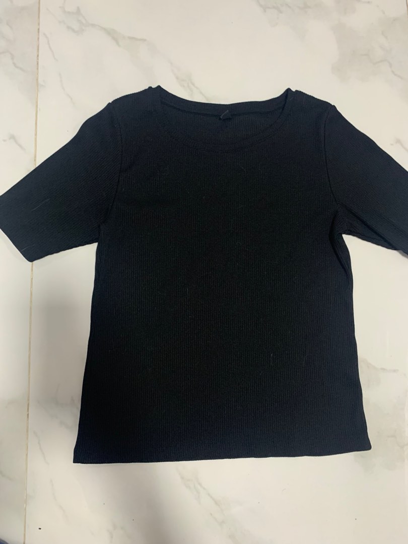 Uniqlo office basic shirt black, Women's Fashion, Tops, Blouses on ...