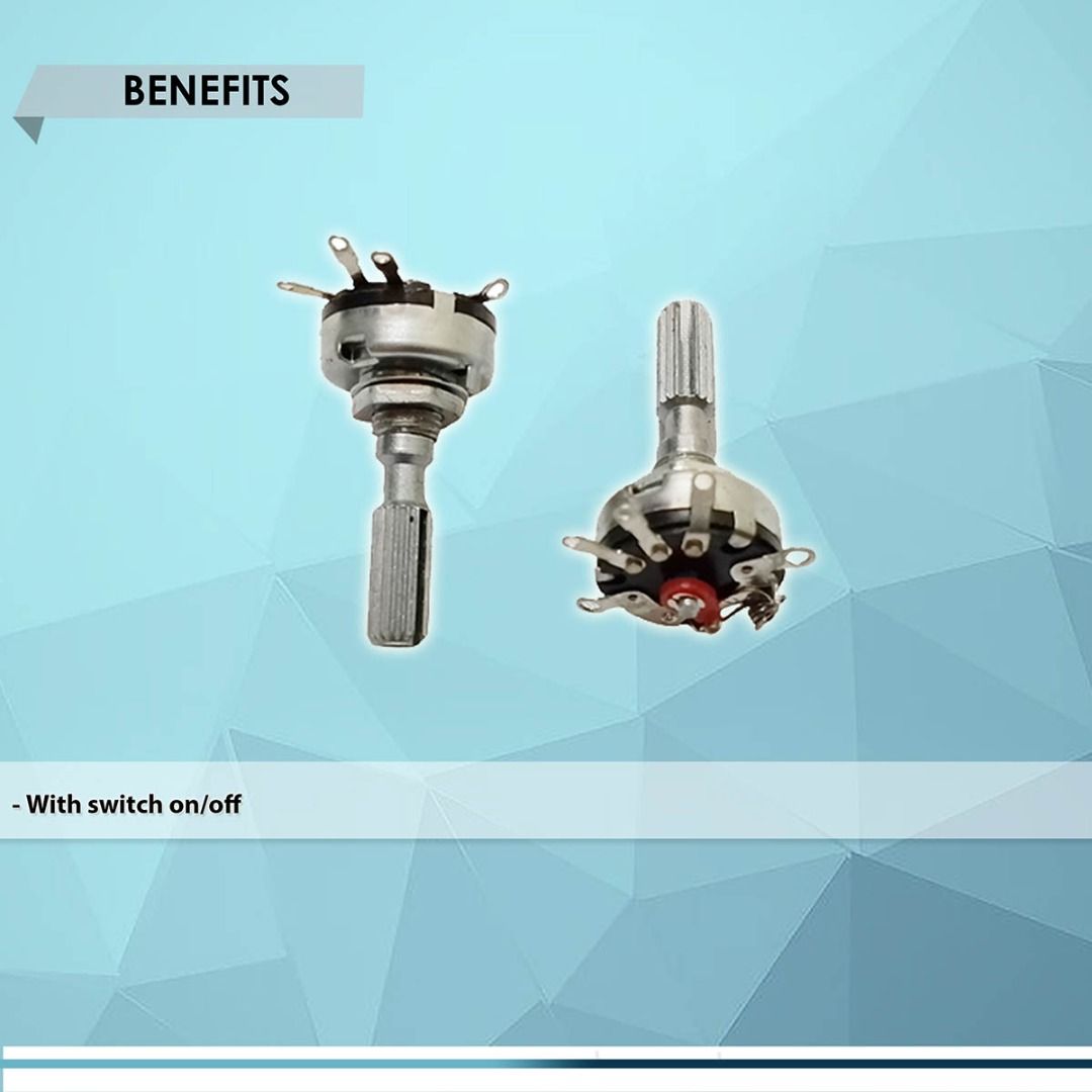 UNIVERSAL VOLUME CONTROL with SWITCH 10K 3-PIN SILVER, 20mm SHAFT ...