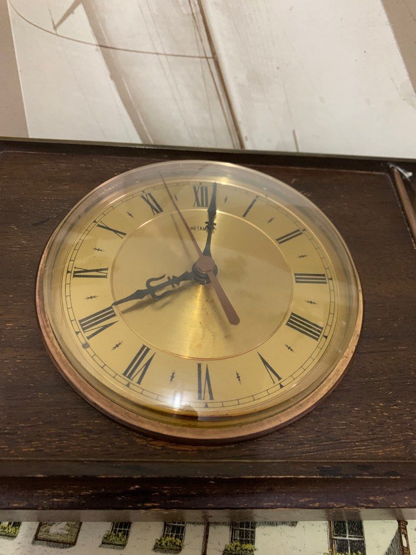Vintage 1960’s Metamec Art Deco Style Mantle Battery Operated Clock ...