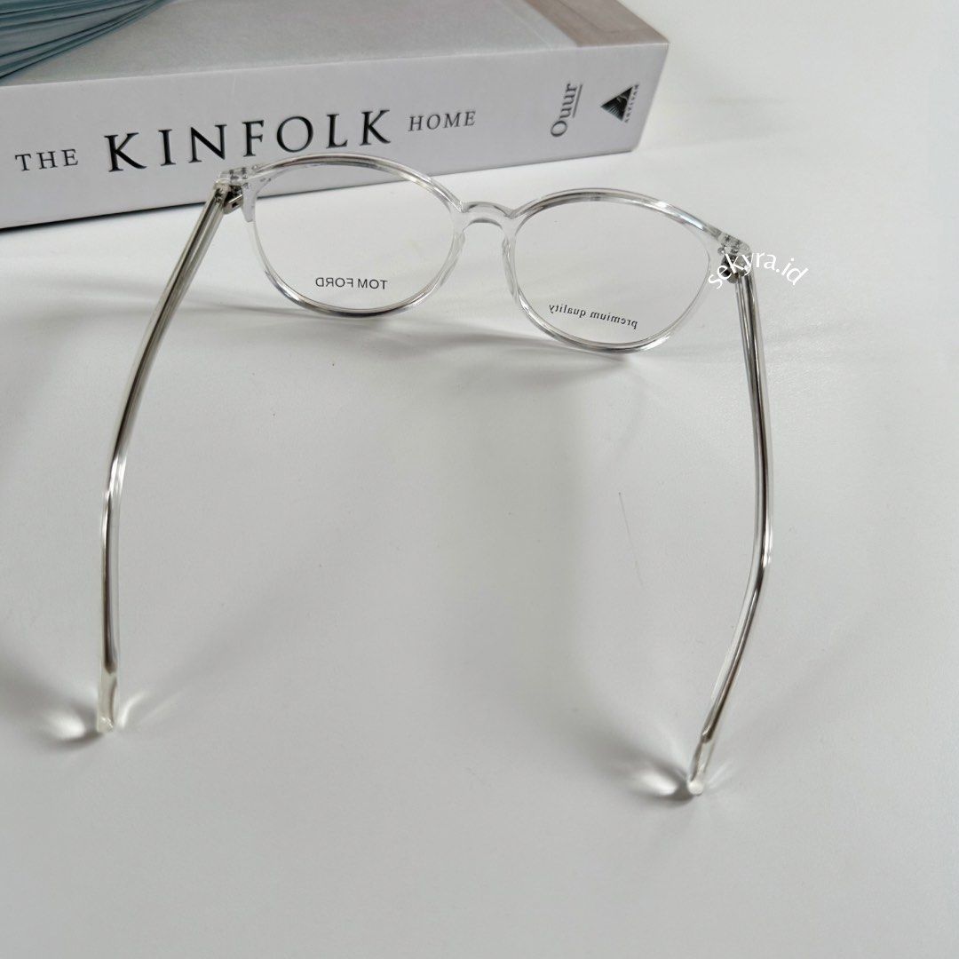 8018 Kacamata Bening/Clear Tom Ford Semi Cat Eye Lensa Normal, Fesyen ...