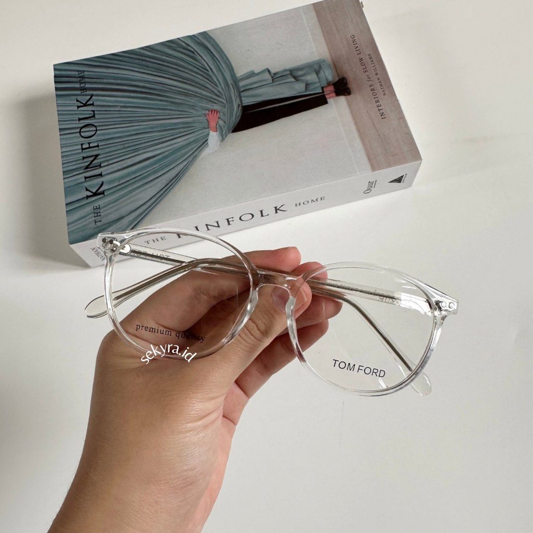 8018 Kacamata Bening/Clear Tom Ford Semi Cat Eye Lensa Normal, Fesyen ...
