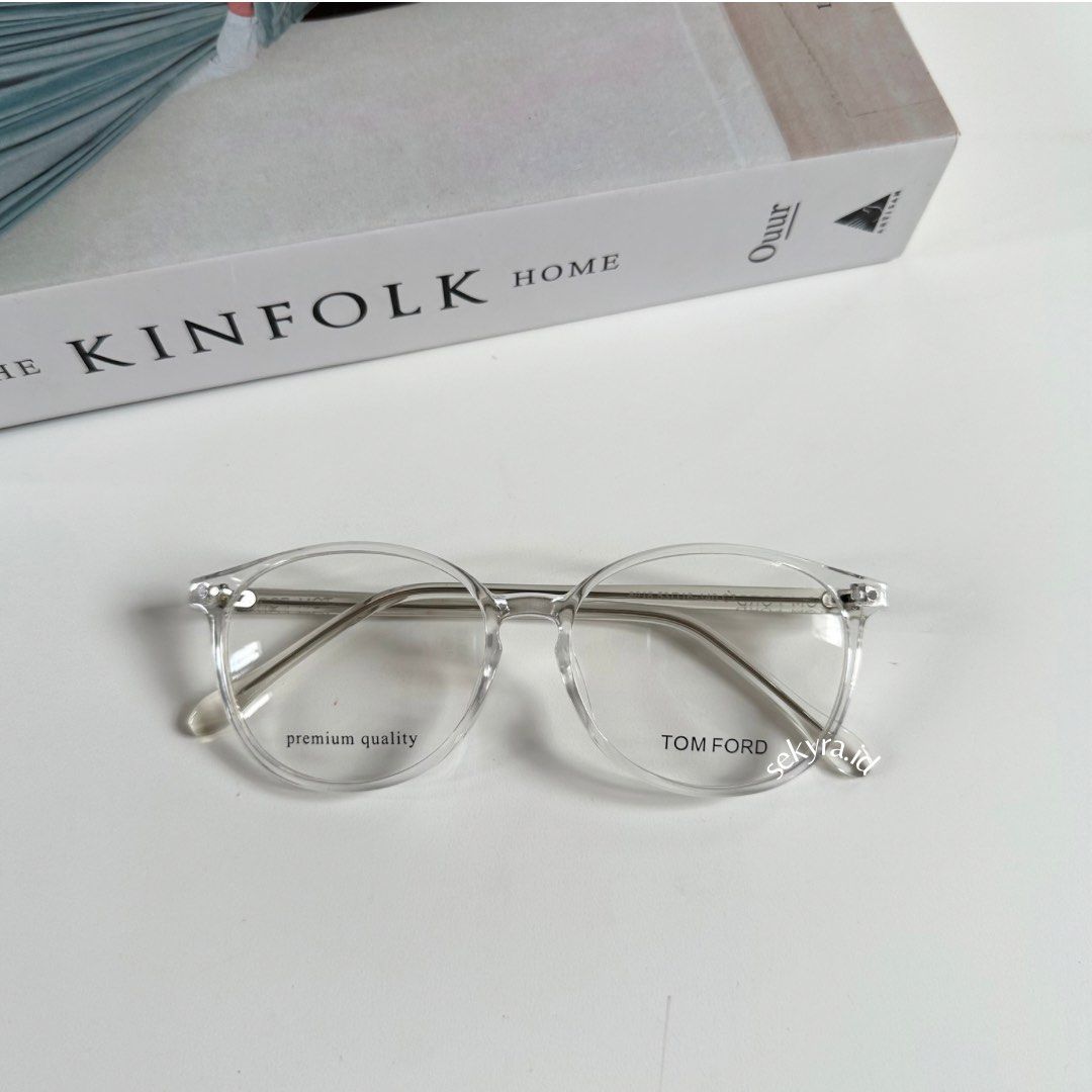 8018 Kacamata Bening/Clear Tom Ford Semi Cat Eye Lensa Normal, Fesyen ...