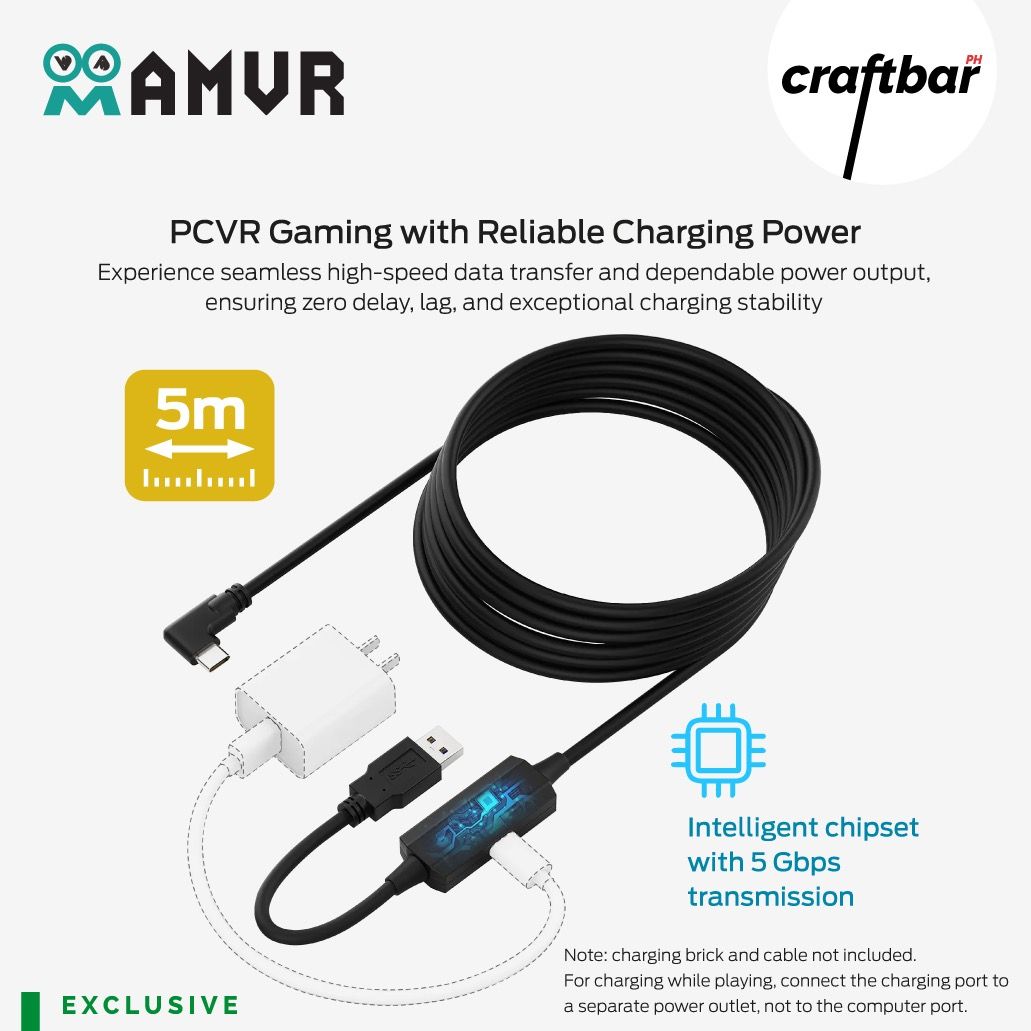 AMVR Upgraded 18W Link Cable (5m) with Separate Charging Port (Copper ...
