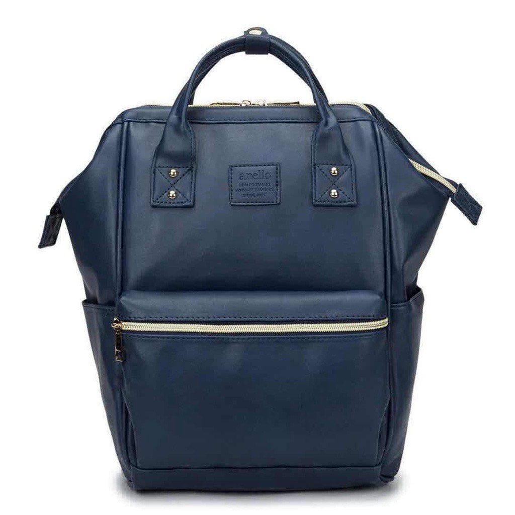 Anello Kuchigane Retro Faux Leather Backpack (S) - Navy, Women's ...
