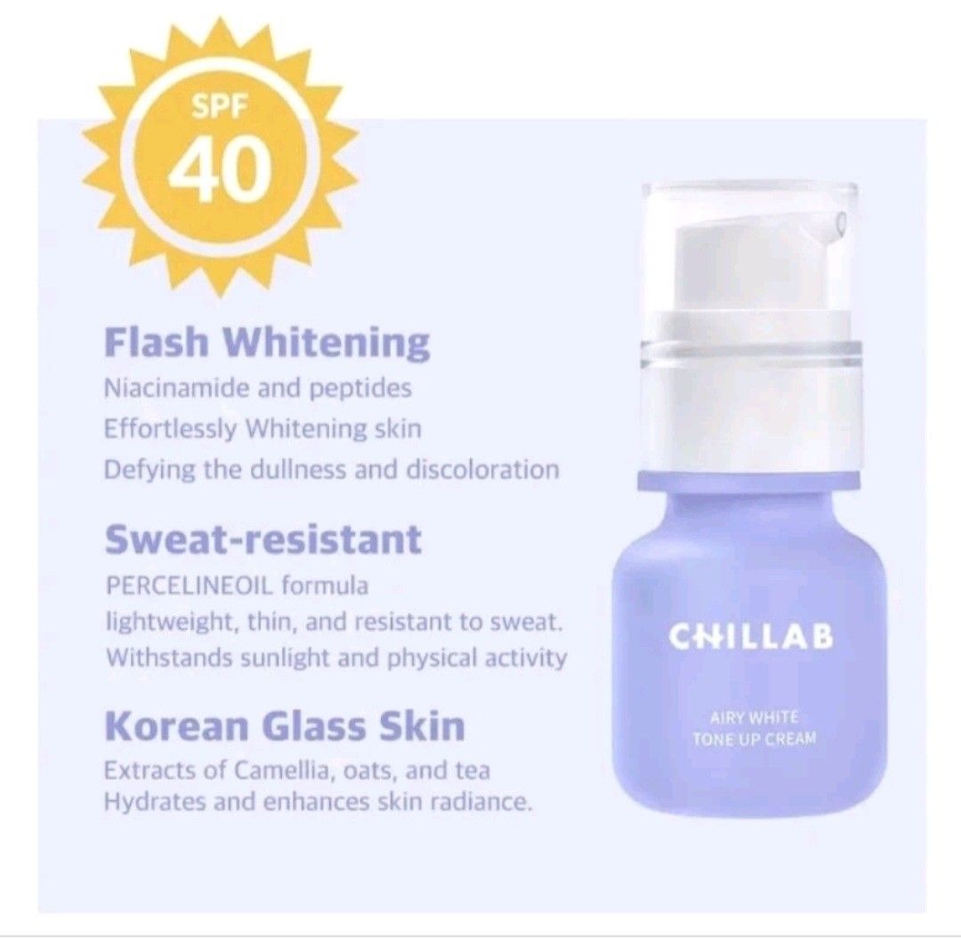 CHILLAB AIRY WHITE TONE-UP CREAM SPF40/PA+++ ALL IN ONE (free gift with ...