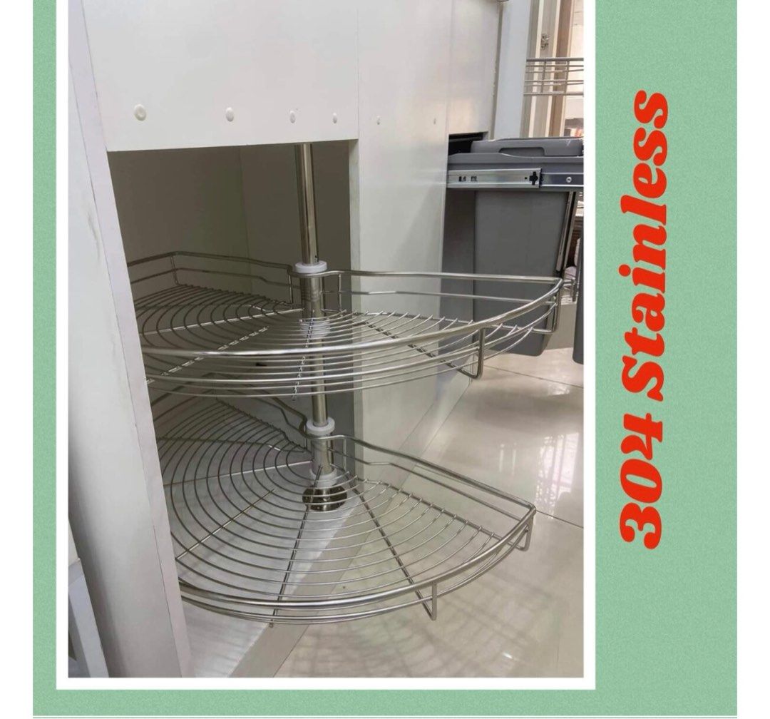 Corner Pull out 2 Layer Carousel pull out dish rack organizer ...