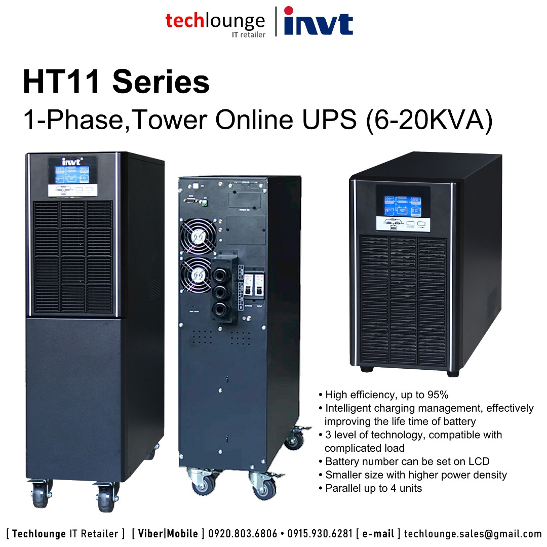INVT HT11 Series Single-Phase, Double-Conversion Online, Tower UPS, 6 ...