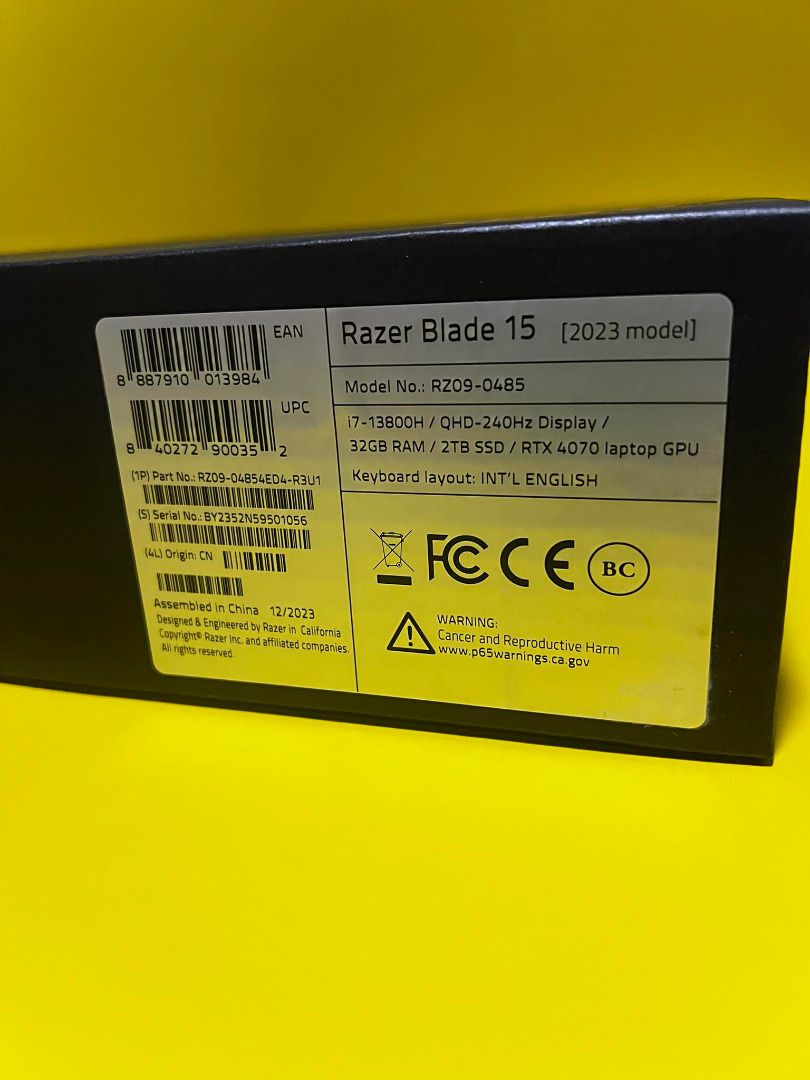 Razer Blade 15 i7-13800H RTX 4070 32GB DDR5 2TB NVME, Computers & Tech ...