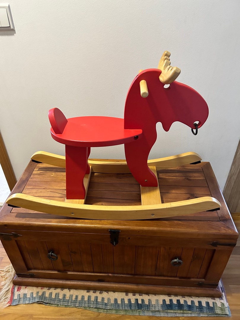 Red rocking moose wooden toy, Hobbies & Toys, Memorabilia ...