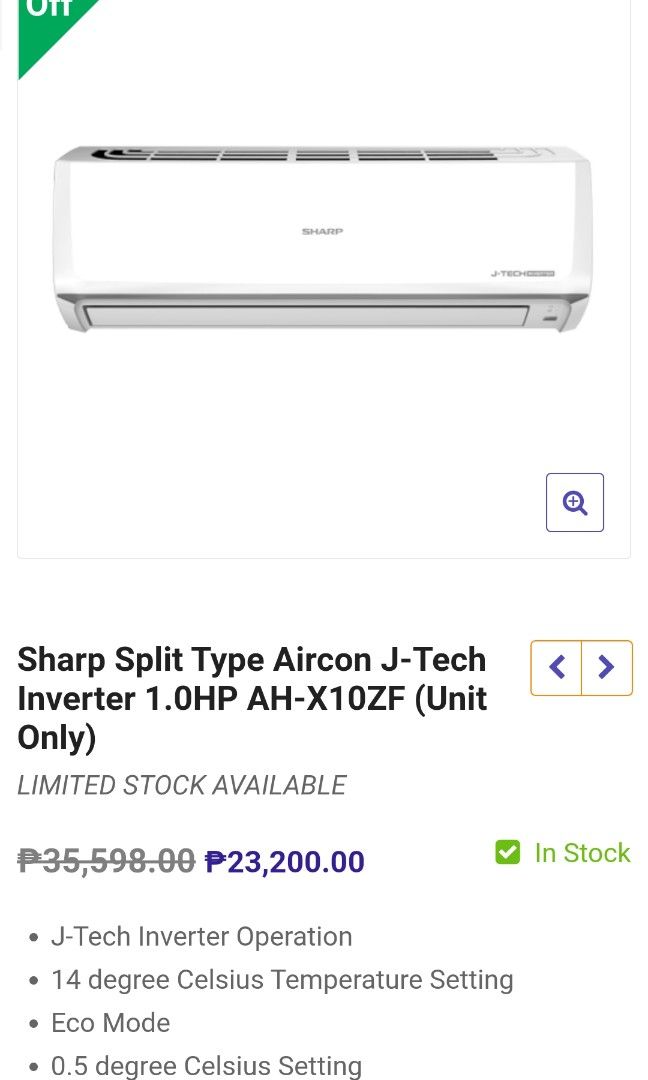 Sharp J-Tech Split-Type Aircon Inverter 1HP w/ Breaker, TV & Home ...