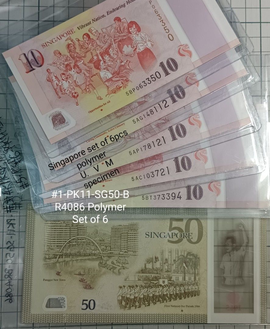 Singapore Set of 6 Polymer Banknote, Hobbies & Toys, Collectibles ...