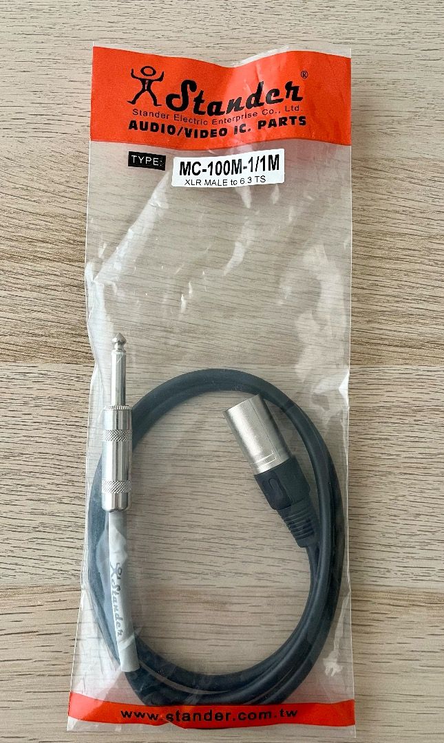 Stander MC-100M-1 / 1M -XLR Male to 6.3 TS Cable 訊號線 Made in Taiwan 台灣 ...