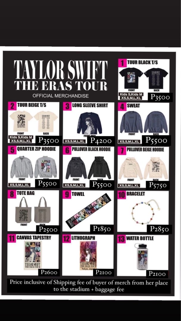 TAYLOR SWIFT ERAS TOUR MERCH, Hobbies & Toys, Memorabilia ...