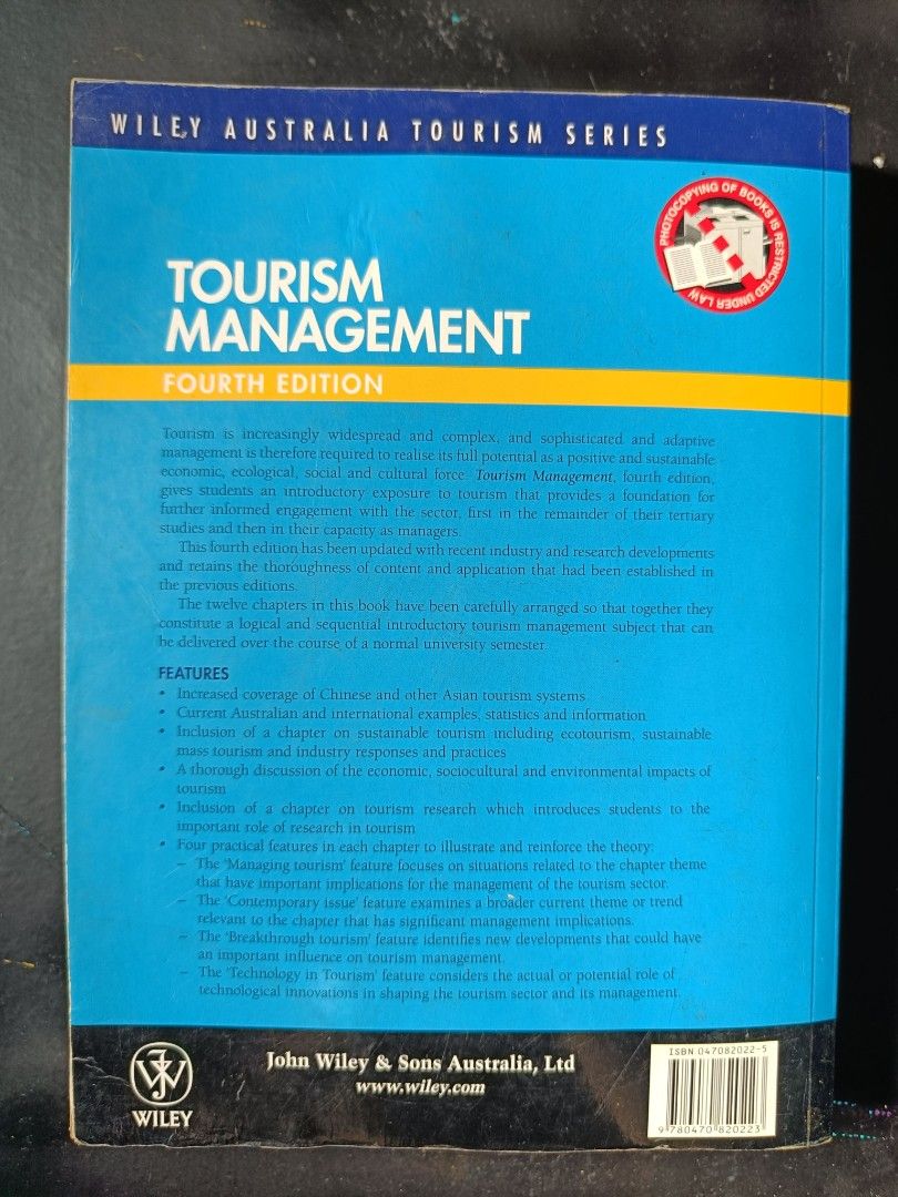 Tourism Management Wiley 4th Edition, Hobbies & Toys, Books & Magazines ...