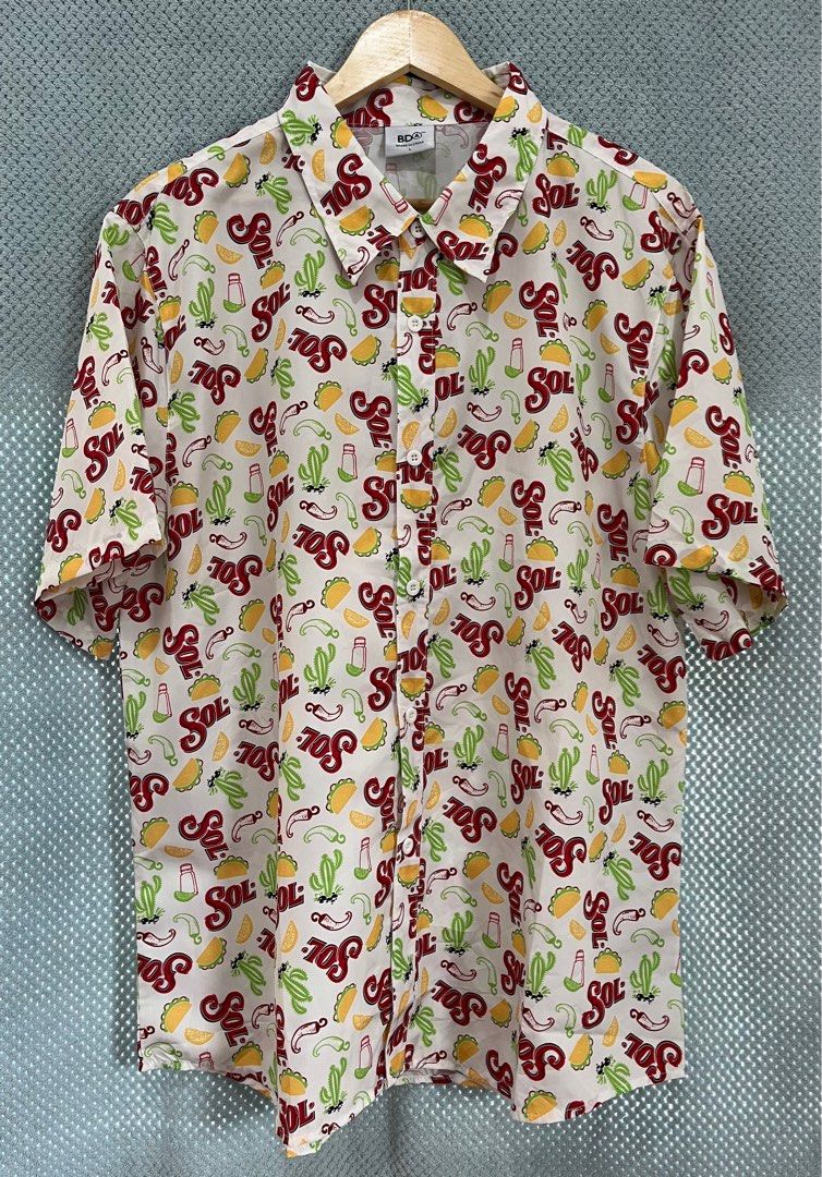 BDA Sol Beer semi sheer buttton up shirt Hawaiian polo Shortsleeves ...
