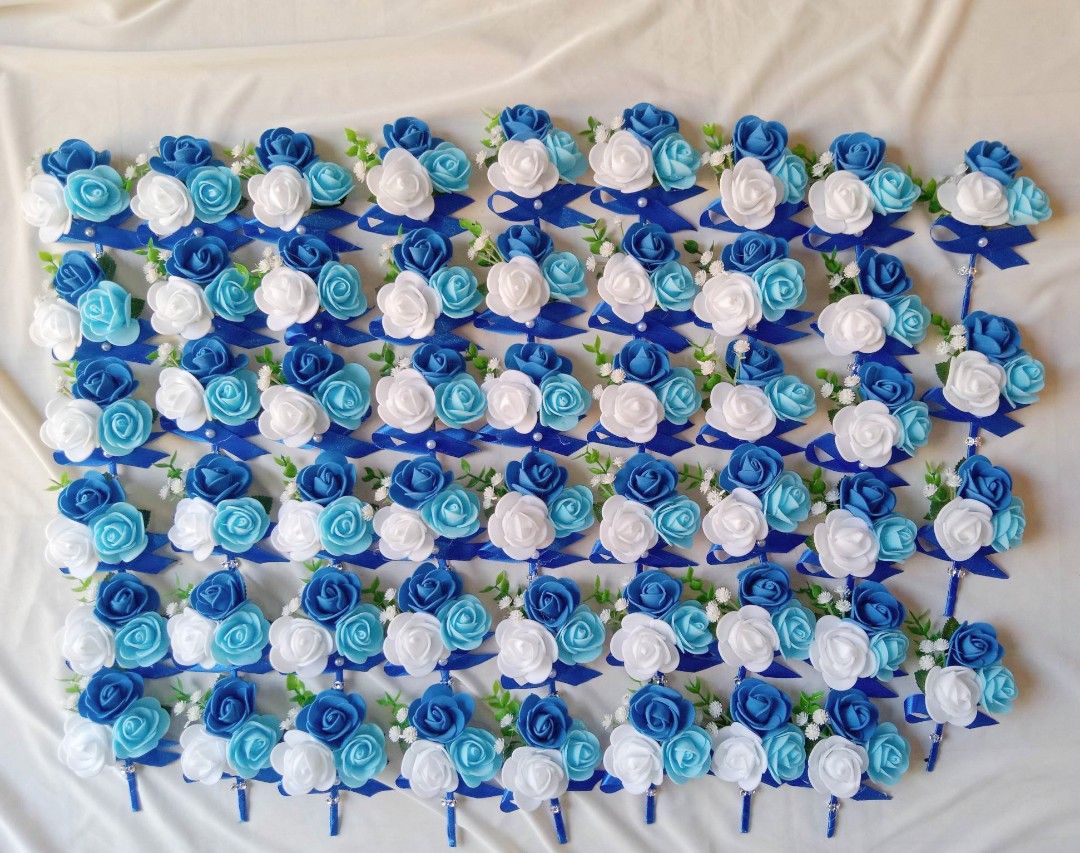 Flower Boutonniere Chest Corsage w/ Pin Rose Ribbon for Wedding Groom ...